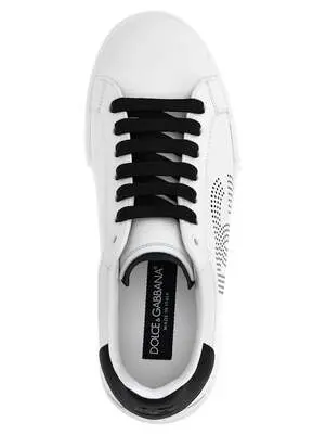 Dolce & Gabbana Portofino" Leather Sneakers With Perforated Logo - Multicolor