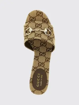 Gucci Monogrammed Heeled Sandals - Brown