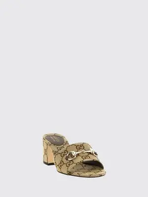 Gucci Monogrammed Heeled Sandals - Brown