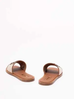 Miu Miu Canvas And Leather Slides - Multicolor