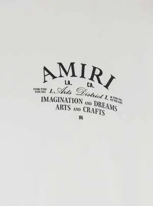 Amiri White Crew Neck T-shirt With Logo Lettering On Front And Back In Cotton For - Multicolor
