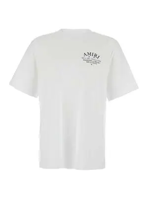 Amiri White Crew Neck T-shirt With Logo Lettering On Front And Back In Cotton For - Multicolor