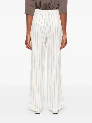 Peserico Linen Striped Wide-leg Trousers - Multicolor