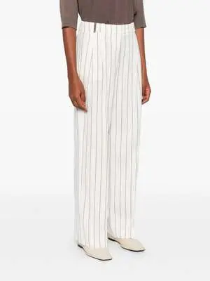 Peserico Linen Striped Wide-leg Trousers - Multicolor