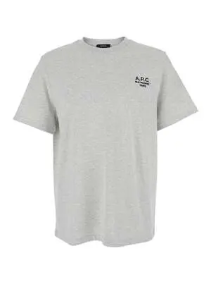 A.p.c. Crewneck T-shirt With Embroidered Logo - Gray