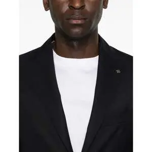 Tagliatore Dark Virgin Wool And Silk Blazer - Blue