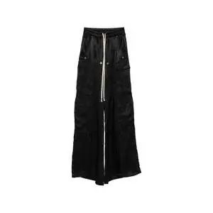 Rick Owens Silk And Organic Cotton Wide Leg Trousers - Black