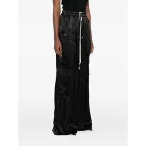 Rick Owens Silk And Organic Cotton Wide Leg Trousers - Black