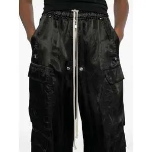 Rick Owens Silk And Organic Cotton Wide Leg Trousers - Black