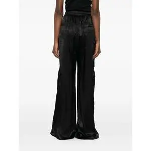 Rick Owens Silk And Organic Cotton Wide Leg Trousers - Black