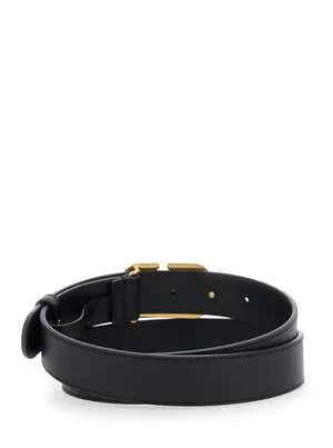Valentino Garavani Vlogo Hammered Leather Belt