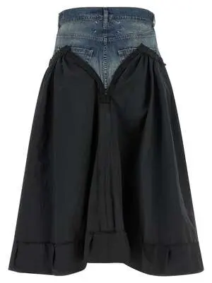 MAISON MARGIELA Midi Skirt With Denim Insert - Multicolor