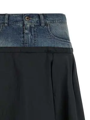 MAISON MARGIELA Midi Skirt With Denim Insert - Multicolor