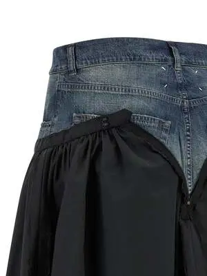 MAISON MARGIELA Midi Skirt With Denim Insert - Multicolor