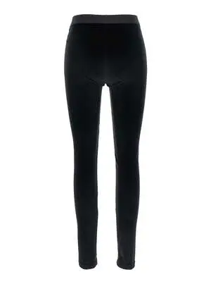 TOM FORD Leggings With Elasticized Waist And Velvet Logo Lettering Black - Multicolor