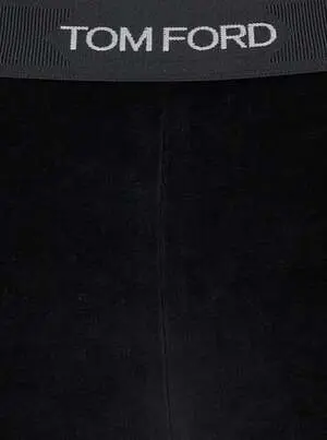 TOM FORD Leggings With Elasticized Waist And Velvet Logo Lettering Black - Multicolor