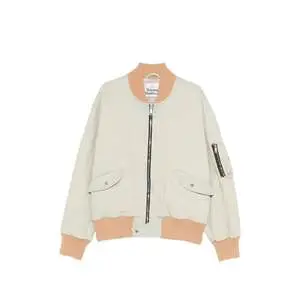 VIVIENNE WESTWOOD Light Denim Bomber Jacket With Ribbed Trim - Blue
