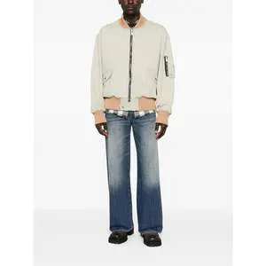 VIVIENNE WESTWOOD Light Denim Bomber Jacket With Ribbed Trim - Blue