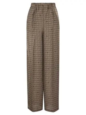 Max Mara Viscio Printed Silk Wide-leg Trousers - Brown
