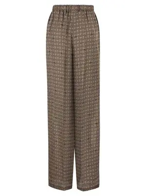 Max Mara Viscio Printed Silk Wide-leg Trousers - Brown