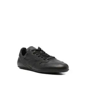 Rick Owens Leather Lace-up Low Top Sneakers - Black
