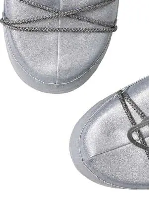 Moon Boot Icon Glitter Lace Up Boots - Silver