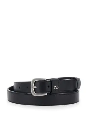 Valentino Garavani Leather Belt With Vlogo Plaque - Multicolor