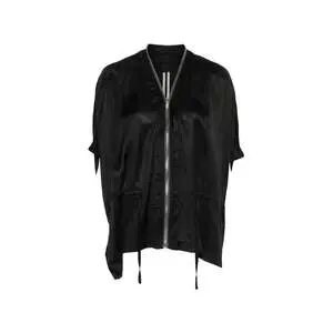 Rick Owens Cupro Zip Front V-neck Cape