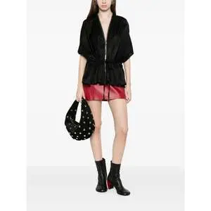Rick Owens Cupro Zip Front V-neck Cape