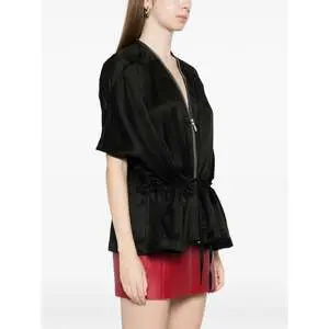 Rick Owens Cupro Zip Front V-neck Cape