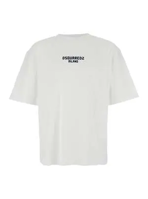 Dsquared2 Crewneck T-shirt With Logo Lettering On The Front In Cotton - Multicolor