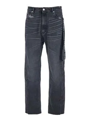 44 LABEL GROUP Black Denim Jeans With Logo Detail - Multicolor