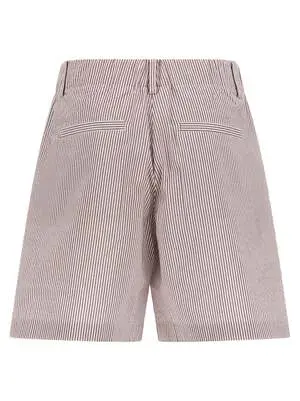 Brunello Cucinelli Baggy Striped Cotton Blend Shorts - Multicolor