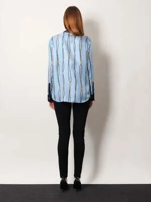 Gucci Printed Silk Twill Shirt With Bow Detail - Multicolor