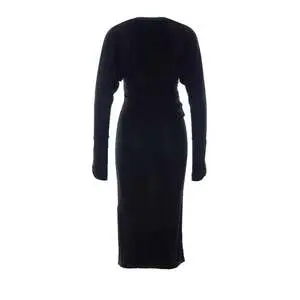 Max Mara Viscose Boatneck Long-sleeve Dress With Appliqué And Cut-out Detail - Black