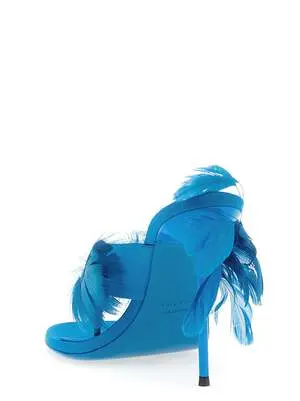 Paris Texas Lidia Feather Thong Mules - Blue