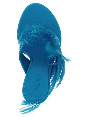Paris Texas Lidia Feather Thong Mules - Blue