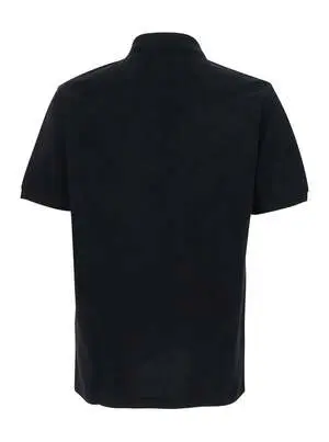 Stone Island Black Polo Shirt With Classic Collar And Patch Logo On The Front In Cotton For - Multicolor