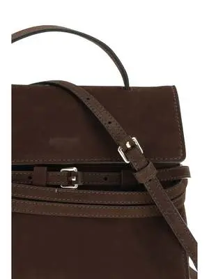 Moschino Tie Me Suede Handbag - Brown