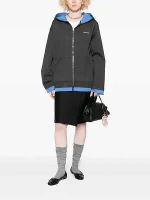 Miu Miu Wool Zip-up Hooded Jacket