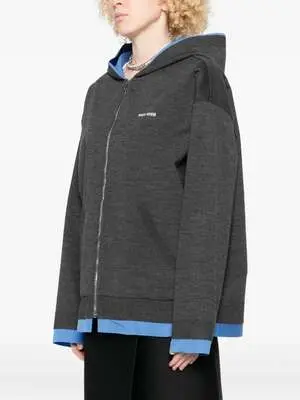 Miu Miu Wool Zip-up Hooded Jacket