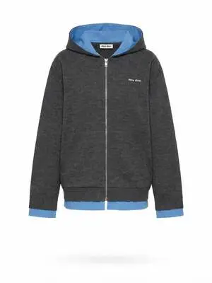 Miu Miu Wool Zip-up Hooded Jacket