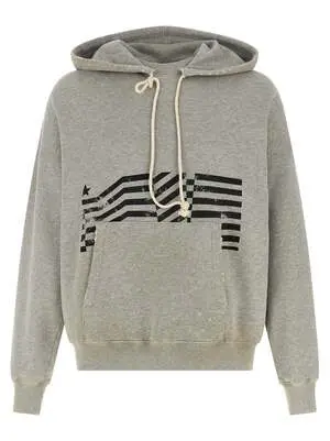 GOLDEN GOOSE Journey" Mélange Cotton Hoodie With Watercolor Effect Print - Gray