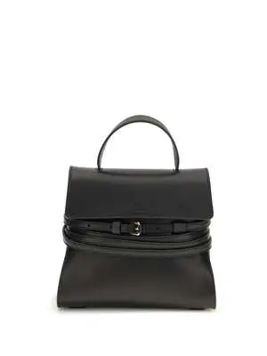 Moschino Tie Me Leather Handbag - Black