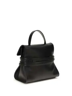 Moschino Tie Me Leather Handbag - Black