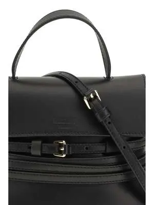 Moschino Tie Me Leather Handbag - Black