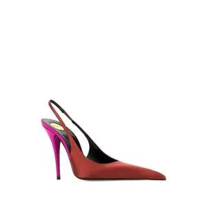 Saint Laurent Slingback Pointed Toe High Heel Shoes - Red
