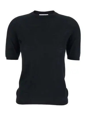 Max Mara MAX MARA Gerico Wool Crewneck Sweater With Short Sleeves Black