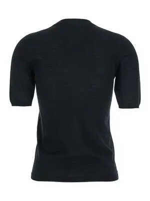 Max Mara Gerico Wool Crewneck Sweater With Short Sleeves - Black