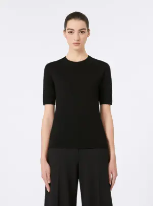 Max Mara Gerico Wool Crewneck Sweater With Short Sleeves - Black